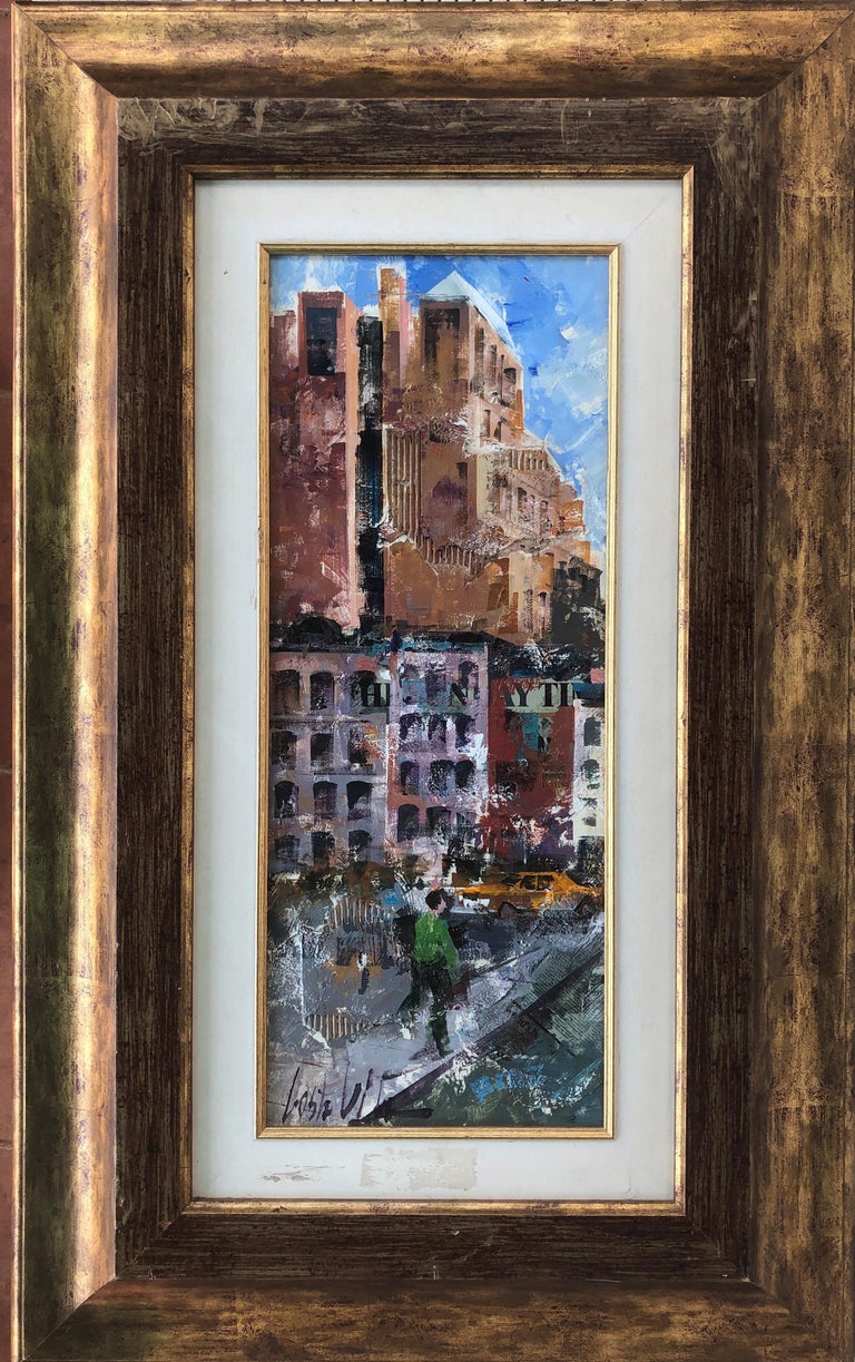 Josep Costa Vila - View of Barcelona oil and collage on panel ...