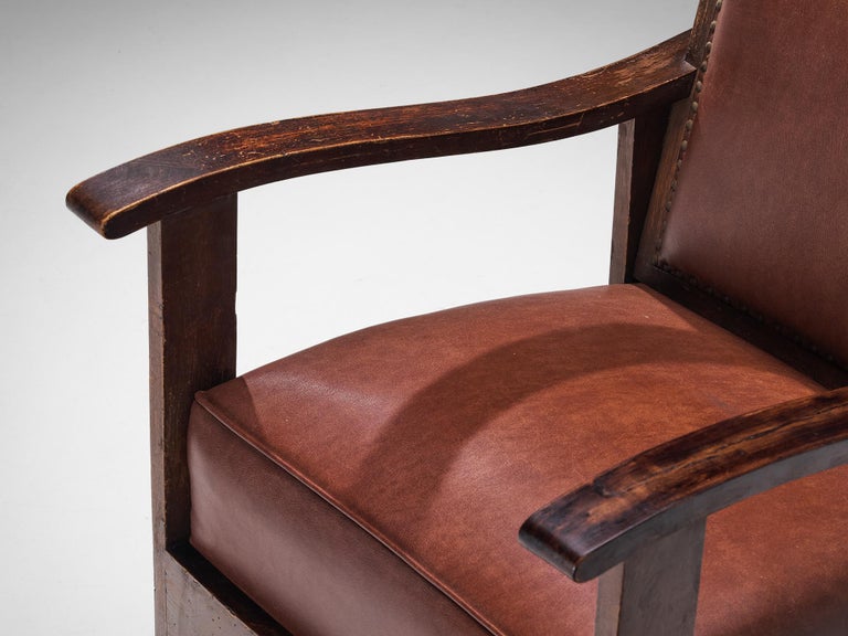 Josep Palau Oller Spanish Pair of Armchairs in Brown Leather For Sale ...