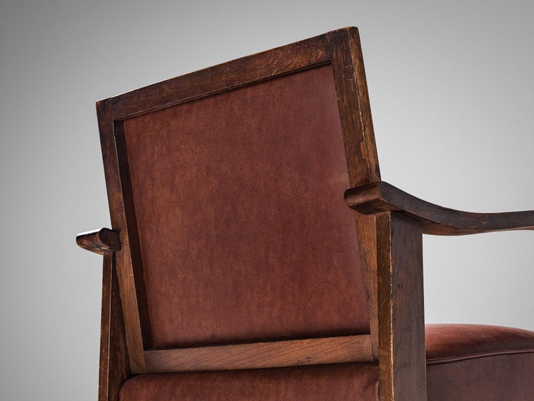 Josep Palau Oller Spanish Pair of Armchairs in Brown Leather For Sale ...