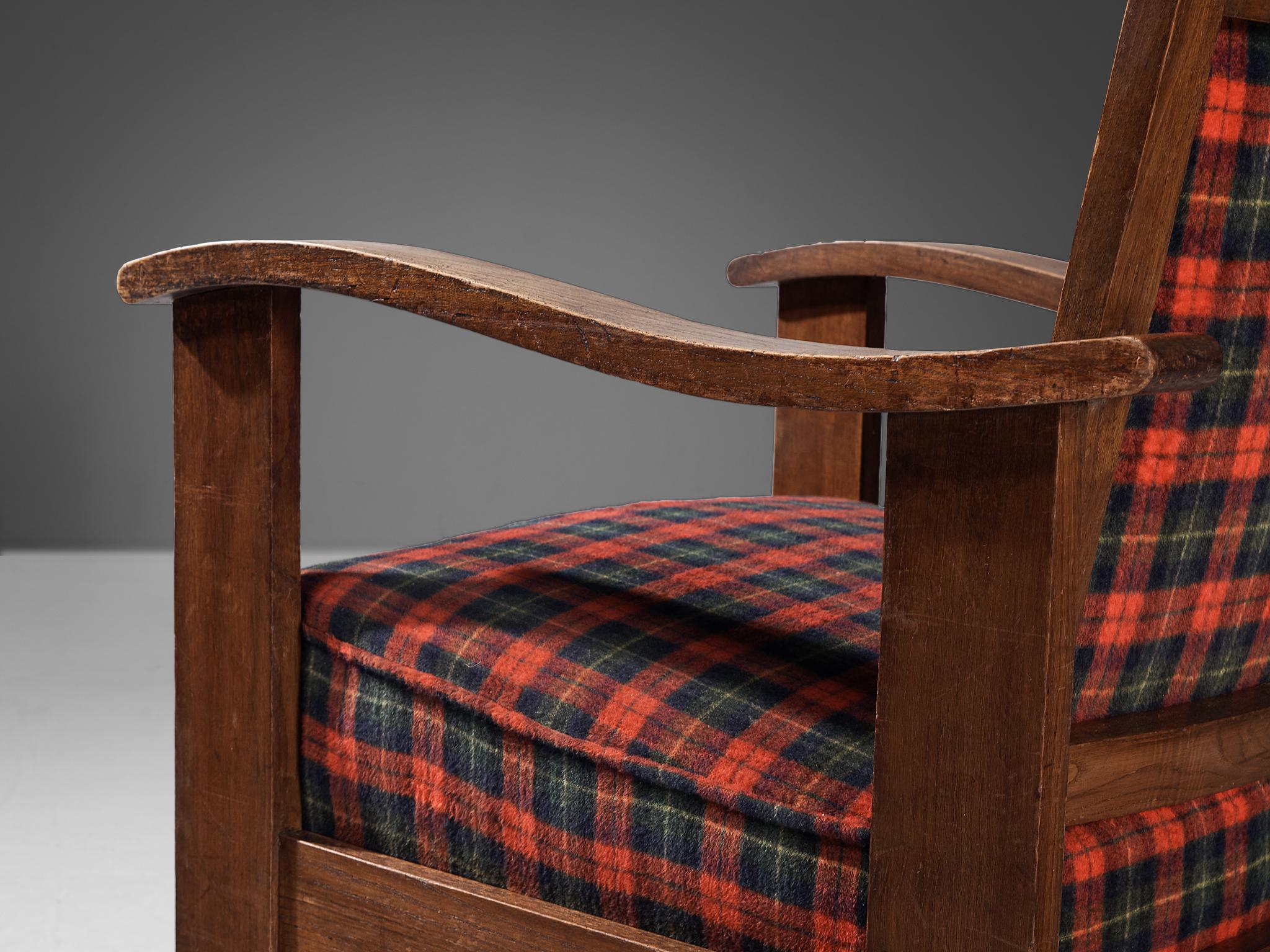 Josep Palau Oller Spanish Pair of Armchairs in Oak and Tartan Wool For ...