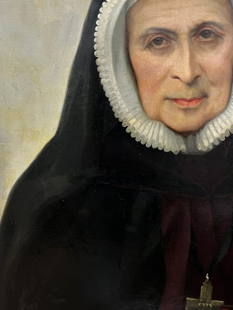 Joseph Aubert - 19th Century French Portrait of a Nun Large Oil ...