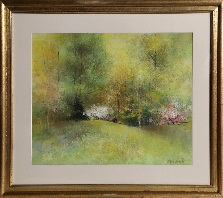 Joseph Barber - Spring Forest, Gouache Landscape Painting at 1stDibs