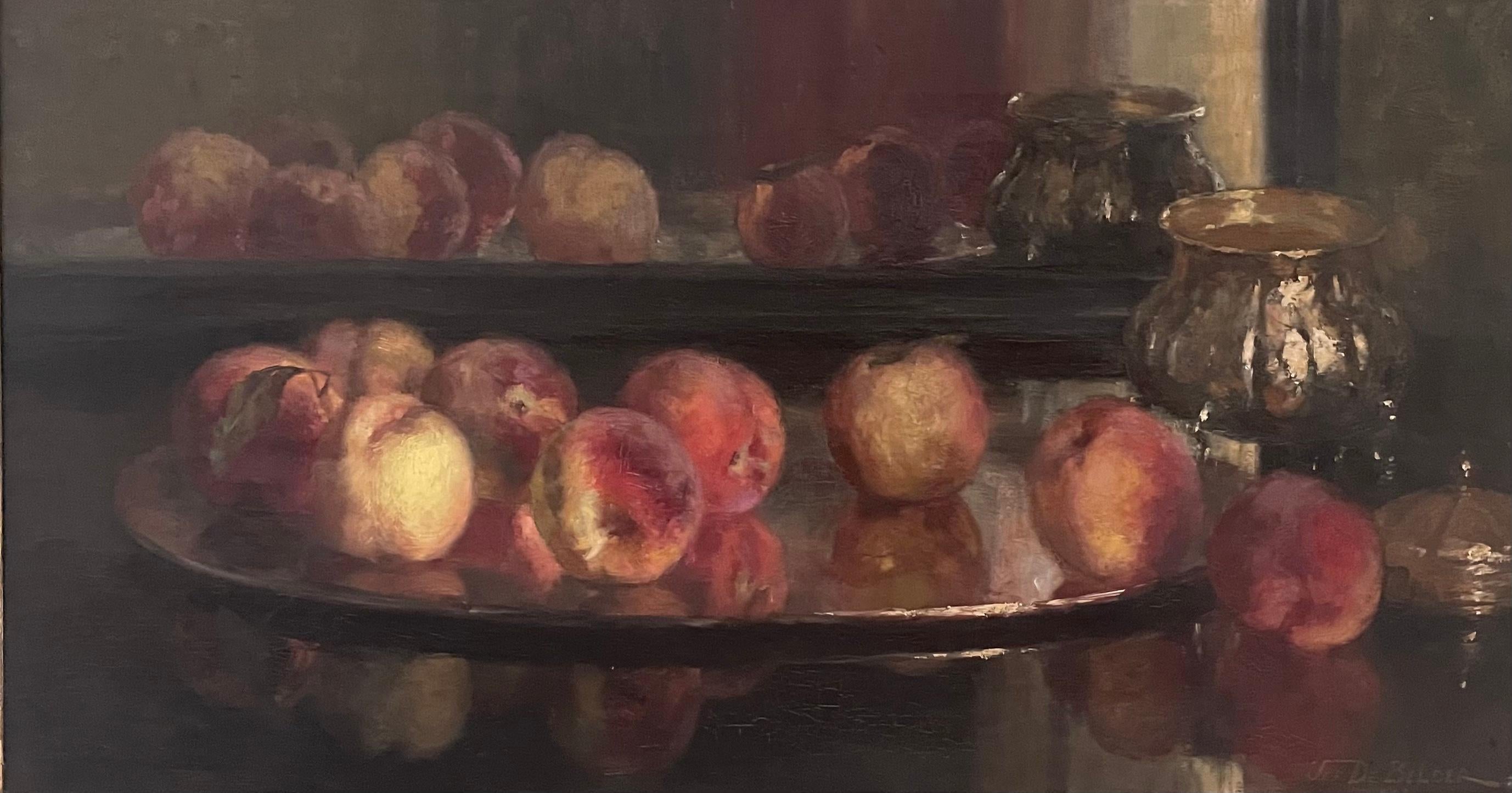 JOSEPH DE BELDER - Pesche, dipinto a olio su tela in natura del belga ...