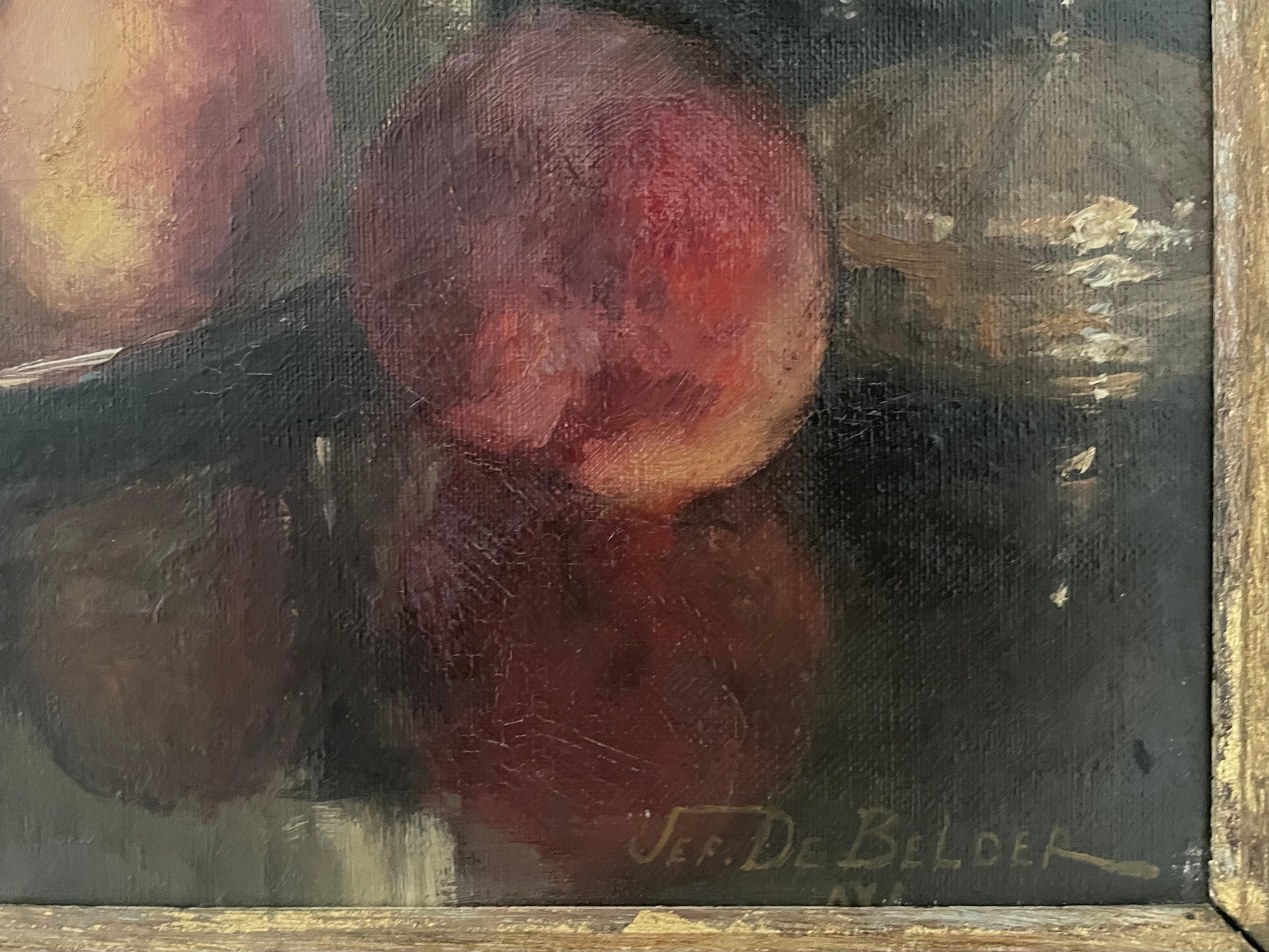 JOSEPH DE BELDER - Naturaleza muerta de melocotones Pintura al óleo ...