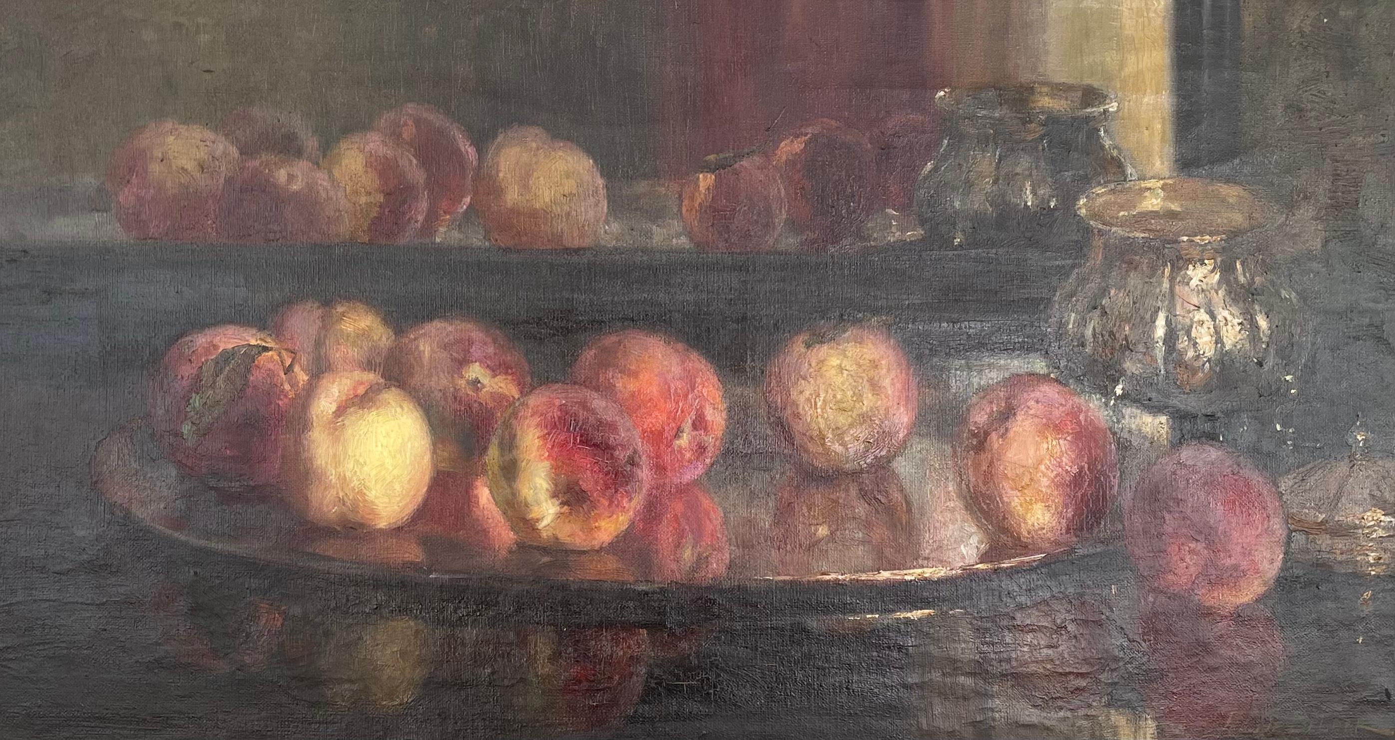 JOSEPH DE BELDER - Peaches Still-Life Oil On Canvas Painting By Belgian ...