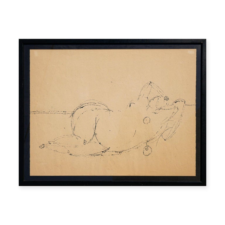 Joseph Glasco - Monochromatic Abstract Figurative Drawing of Reclining ...