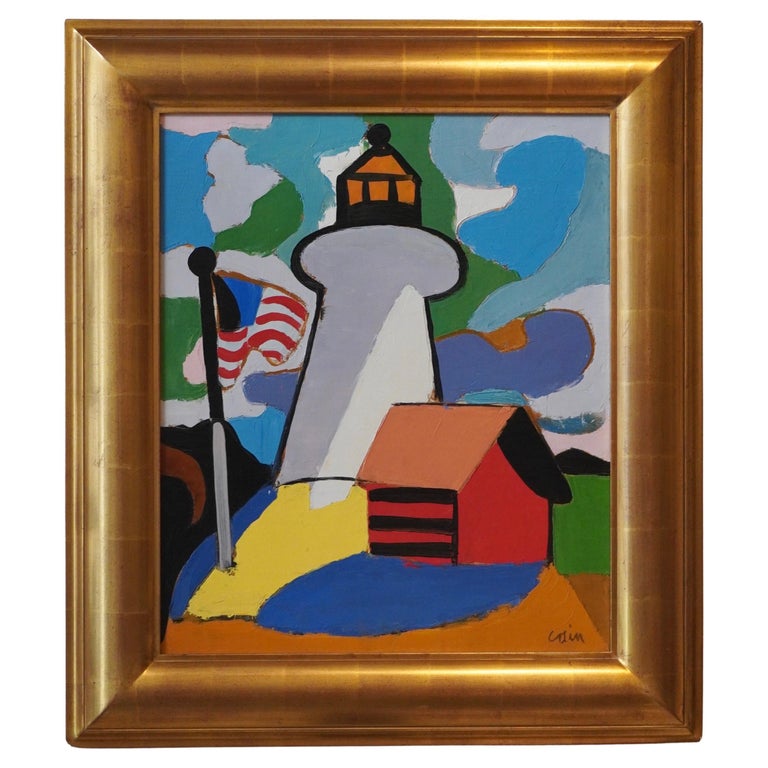 Joseph Lambert Cain 1948 "Cottage, " Lighthouse and Flag" Abstract 1948 ...