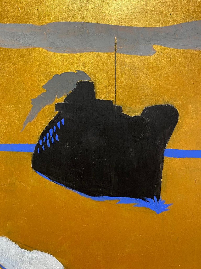 Joseph Maresca - All's Well: Graphic Black and Gold Painting of ...