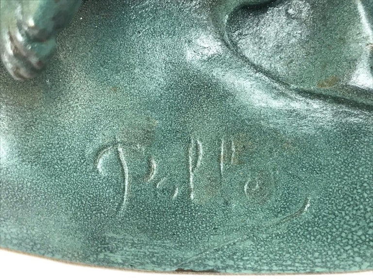 Joseph Michelangelo Pollet 2 Painted Bronze Figures, "Une Heure De La ...