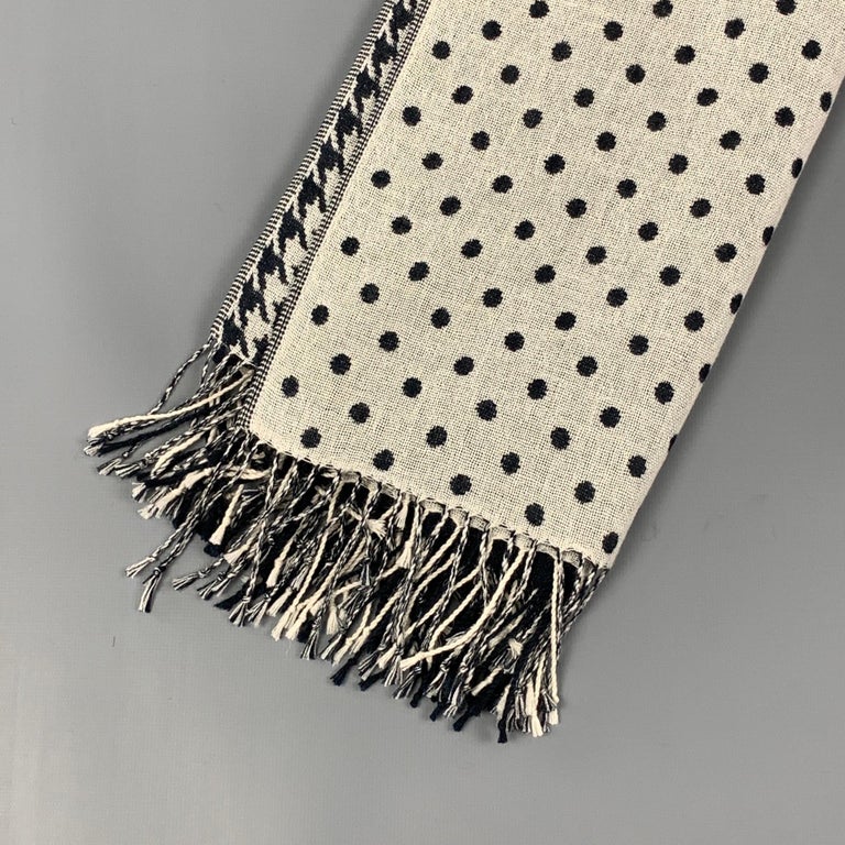JOSEPH Navy White Mixed Pattern Knitted Scarf For Sale at 1stDibs