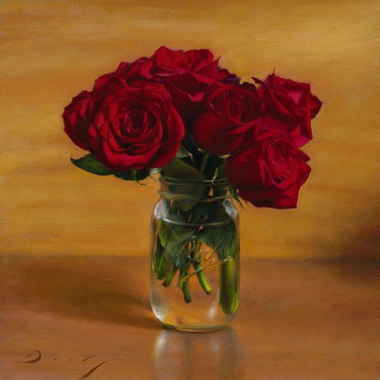Joseph Q. Daily - Realist oil painting, "Still Life With Roses and ...