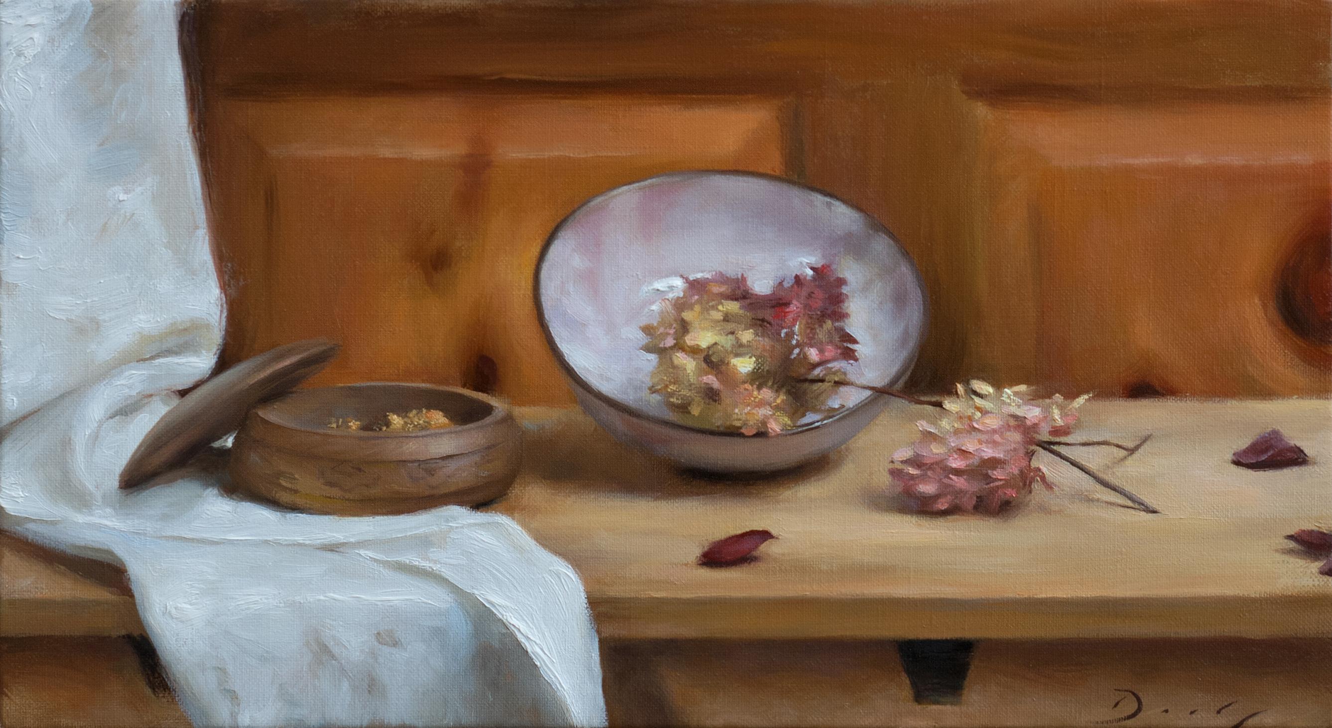 Joseph Q. Daily - Still Life with White and Pink Lilacs "Old Friends ...