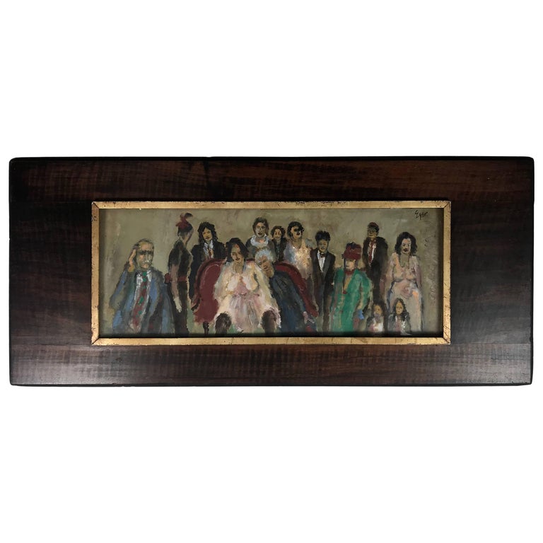 Joseph R. Eger Oil on Board Folk Art Painting, "The Wedding" W N Y ...
