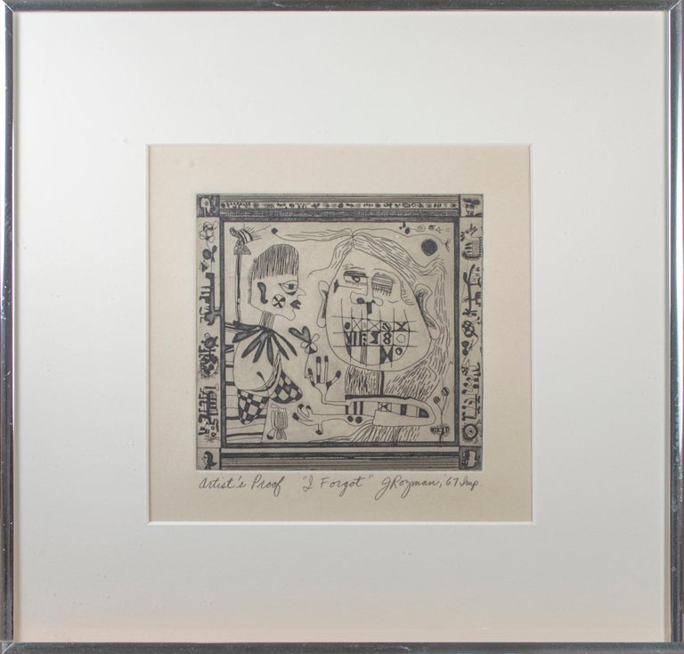 Joseph Rozman - 'I Forgot' original etching (A/P) For Sale at 1stDibs