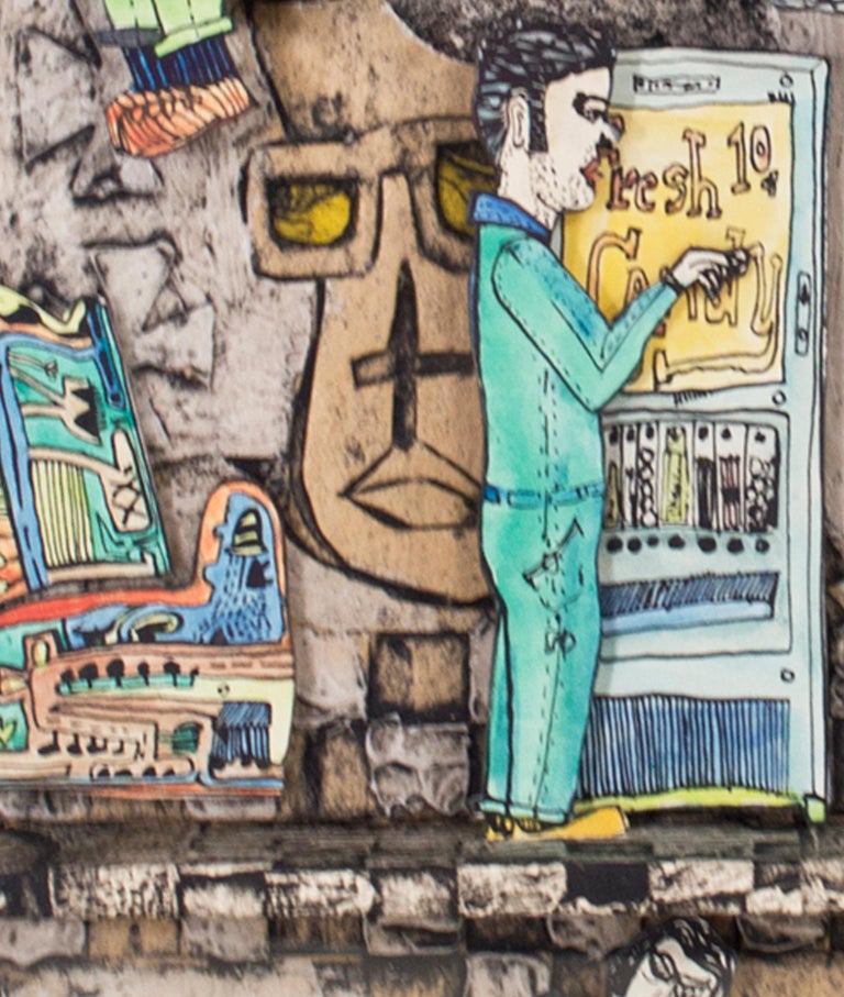 Joseph Rozman – Surreale Pop-Art-Aquarell- und Tuschekonstruktion "" Zahnstocher" von Joseph ...