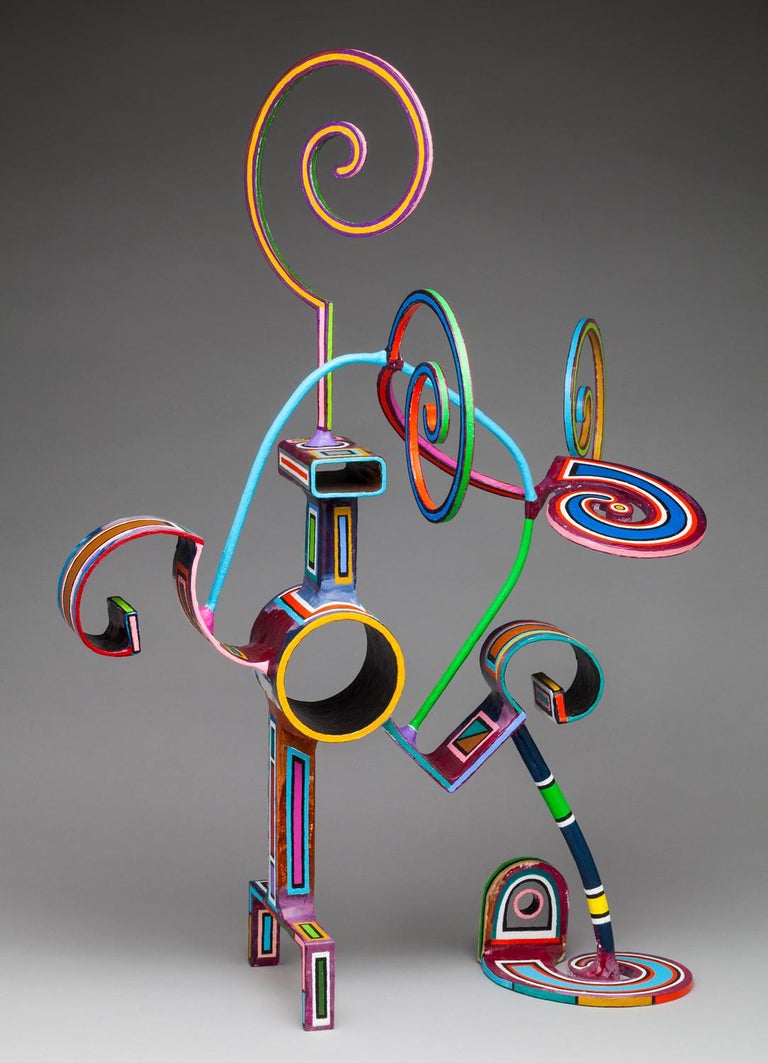 Joseph Slusky - "Jakarta" colorful pedestal sculpture For Sale at 1stDibs