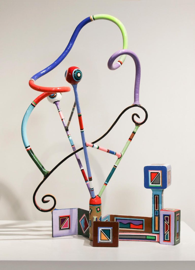 Joseph Slusky - "Katumba" colorful pedestal sculpture For Sale at 1stDibs