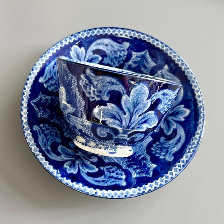 Joseph Stubbs Pearlware Tea bowl, Blue and White with Swans, Regency ...
