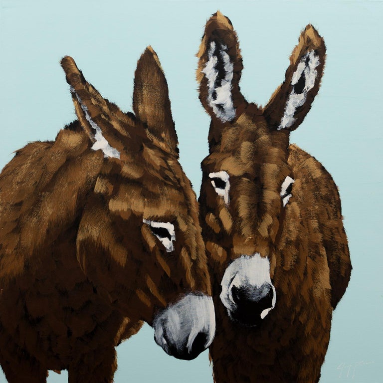 Josh Brown - Two Donkey on Teal For Sale at 1stDibs