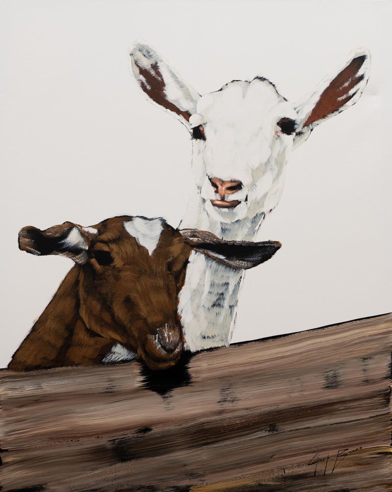 Josh Brown - Two Goats on White For Sale at 1stDibs