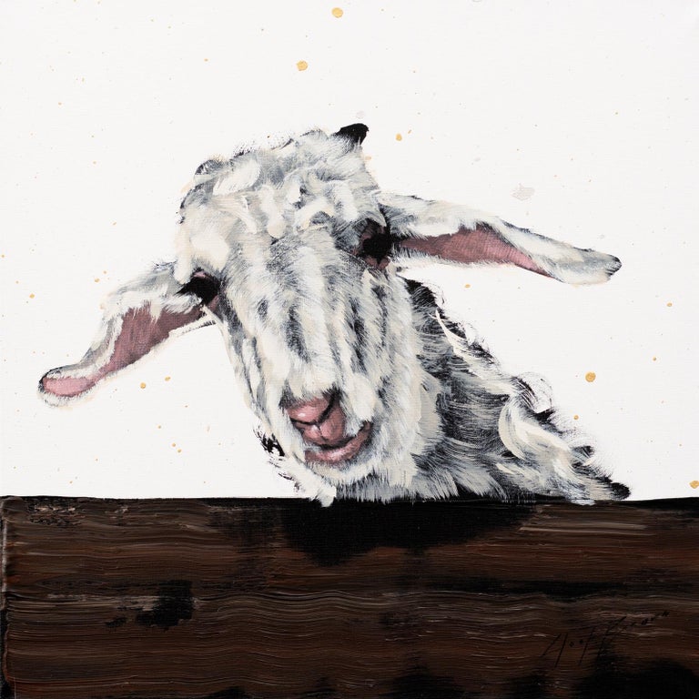 Josh Brown - White Goat on Fence For Sale at 1stDibs