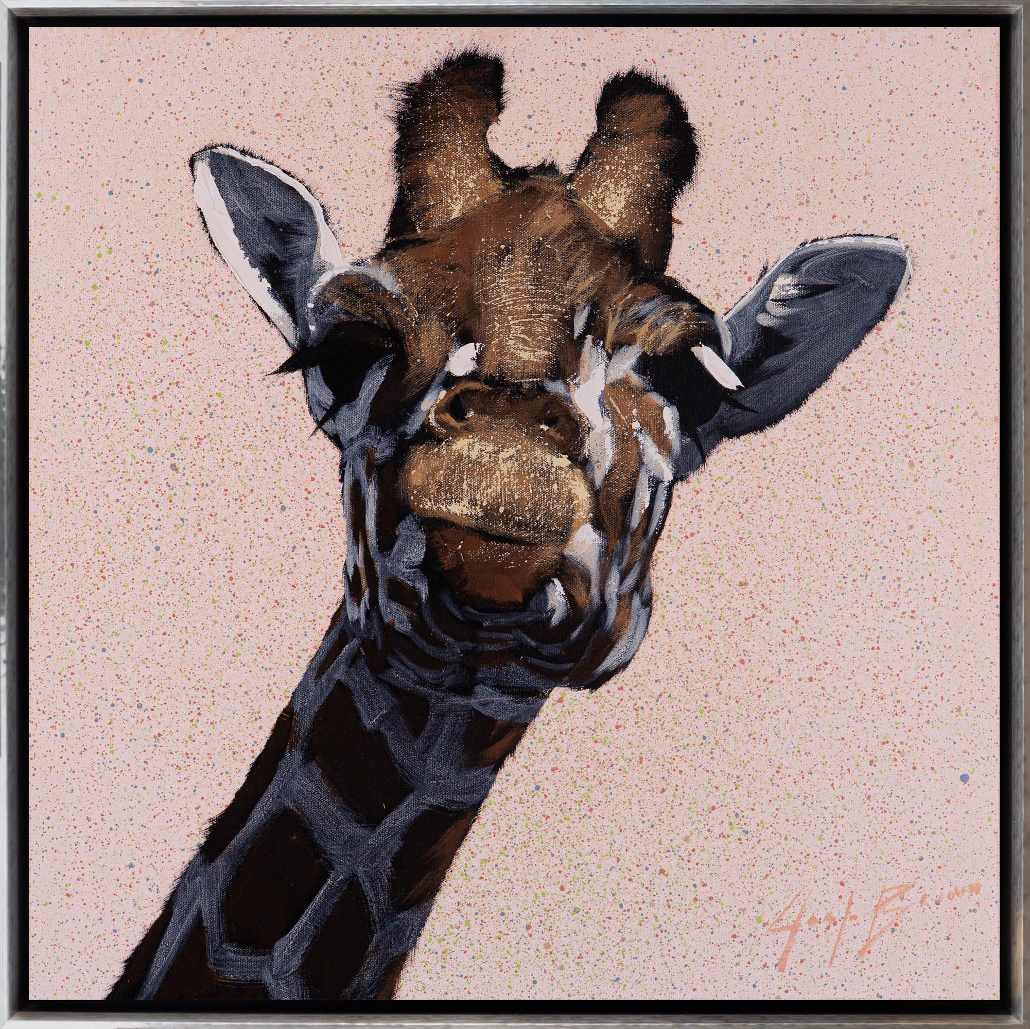 Joshua Brown - "Giraffe 3" Contemporary Animal Portrait Oil and Acrylic ...