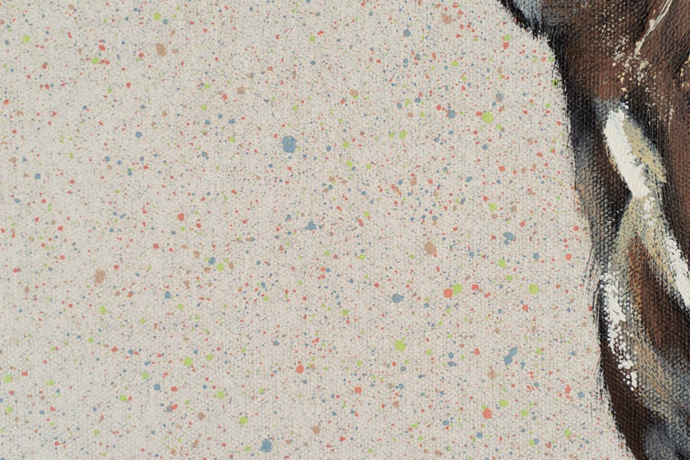 Joshua Brown - "Giraffe 5" Painterly Giraffe Portrait with Splatter ...