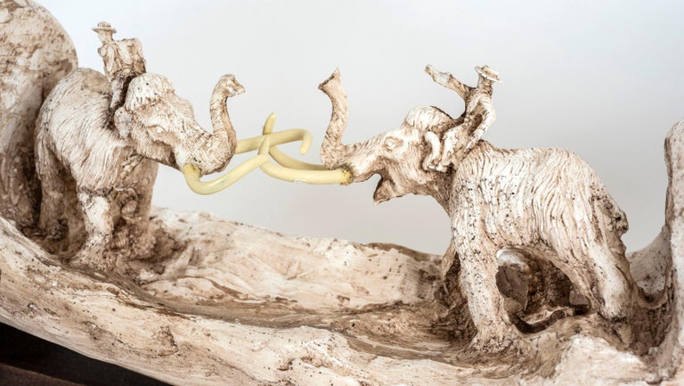 Joshua Goode - Tusk Sculpture: 'Fighting Mammoths Carved Mammoth Tusk ...
