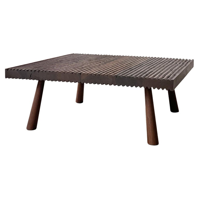 Joshua Vogel, Carved, Grooved, Walnut Coffee Table For Sale at 1stDibs