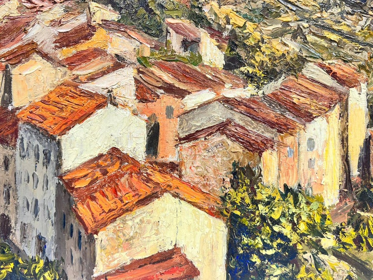 Josine Vignon - 1960's French Impressionist Oil Orange Rooftops in the ...