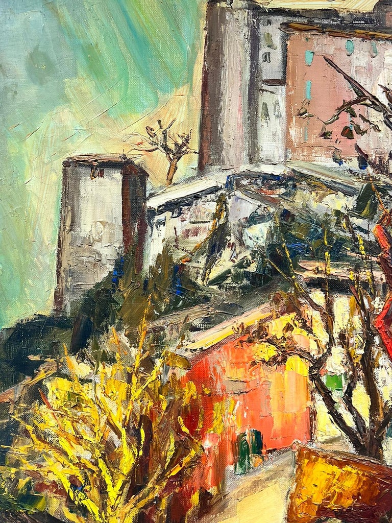 Josine Vignon - 1960’s French Oil Provençal Village Figure Walking with ...