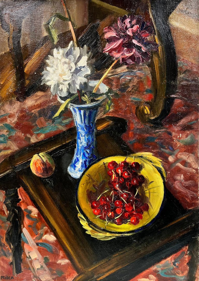 Josine Vignon - 1960's French Post-Impressionist Oil Still Life Pink ...