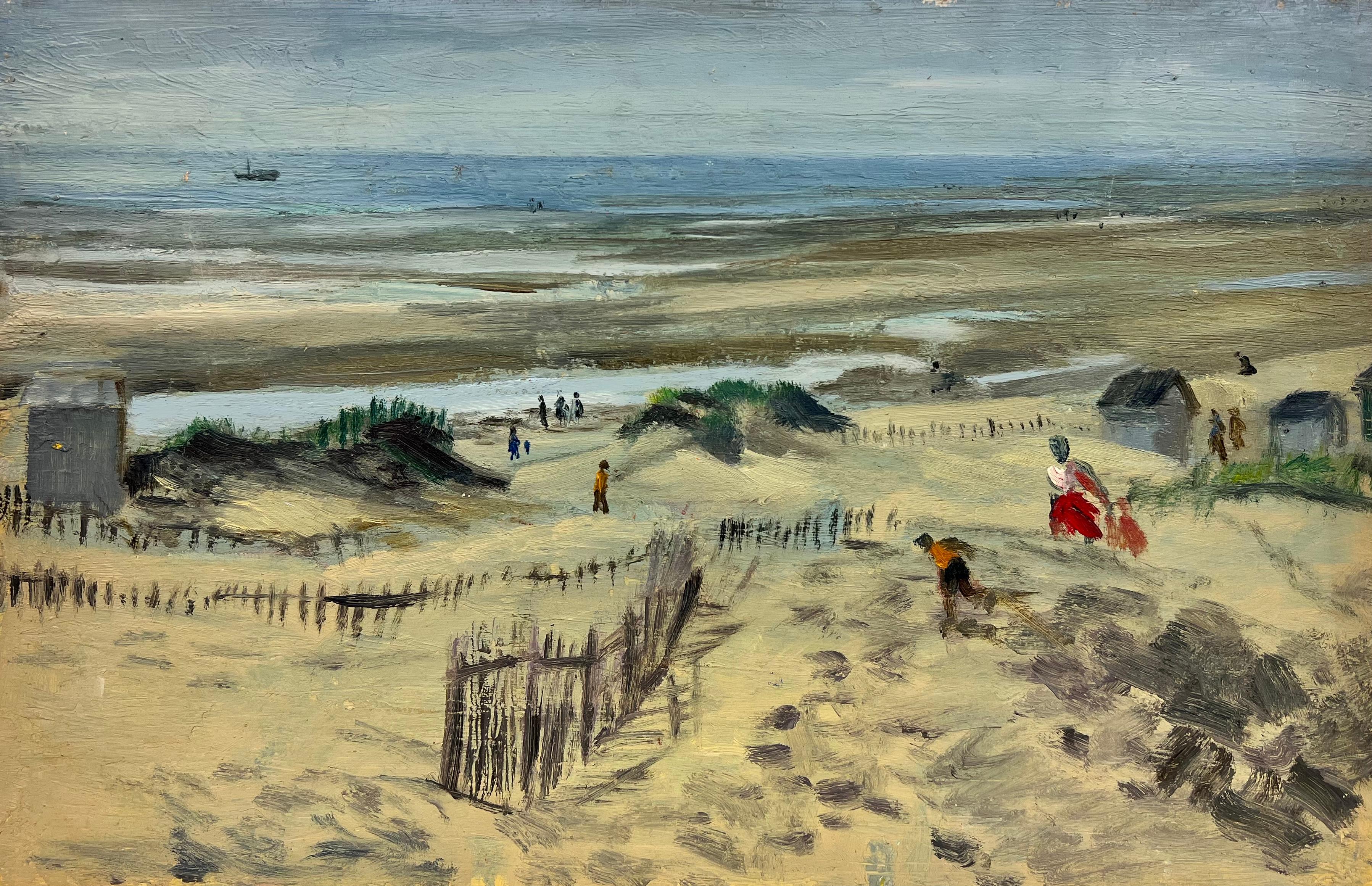 Josine Vignon - A Grey Day Down By The Beach With Figures, French ...