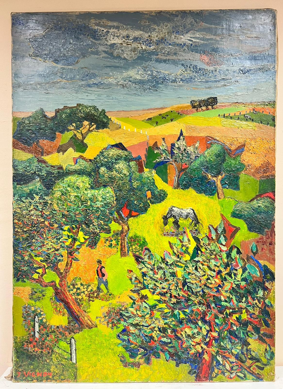 Josine Vignon - Huge 1950's French Cubist Summer Provencal Rural ...