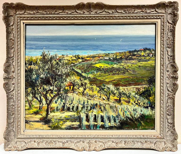 Josine Vignon - Large Côte d’Azur Vineyard Original French Post Impressionist Signed Oil For ...