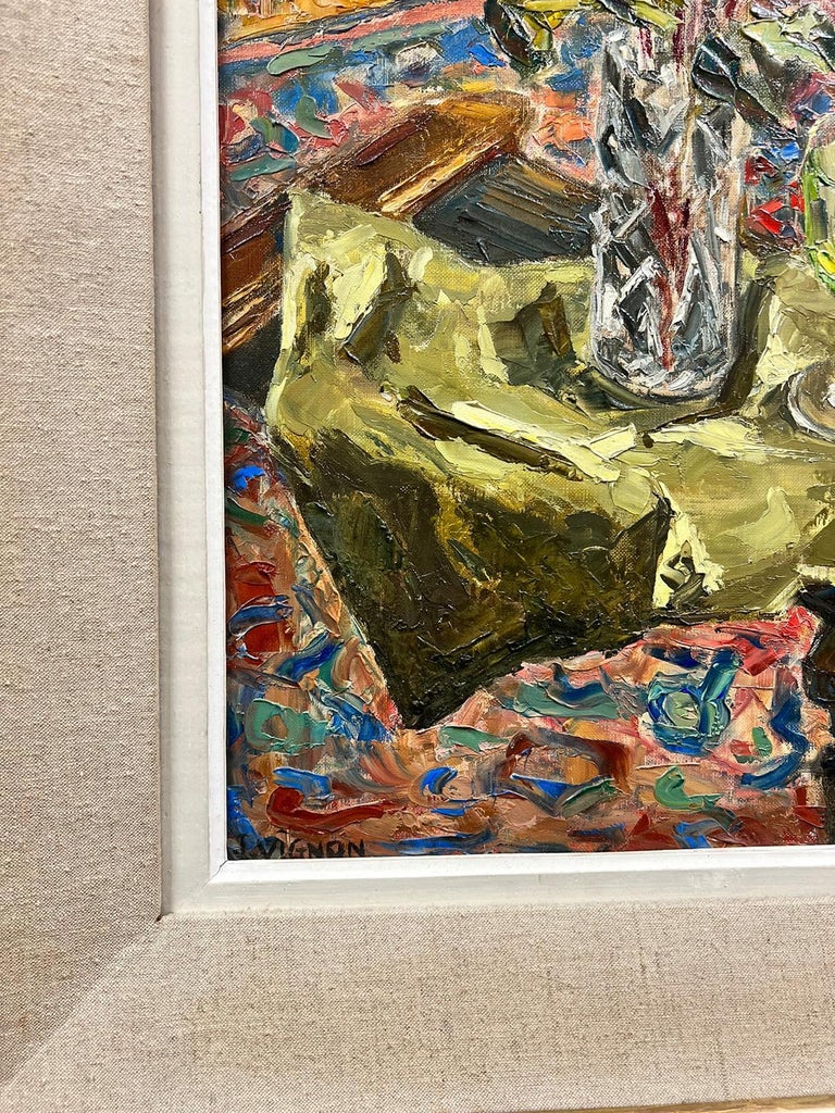 Josine Vignon - Roses in Vase 1960’s French Post Impressionist Oil ...