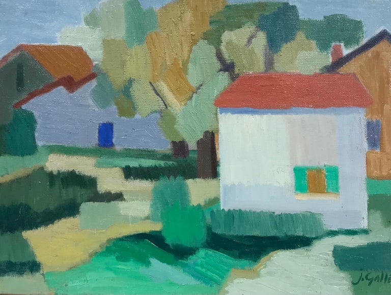 Jostne Gallet - French Cubist Village Houses in Landscape, 1950's ...