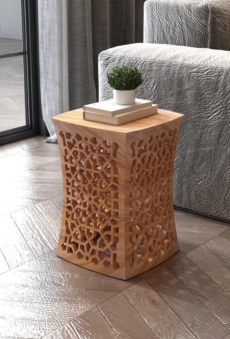 Jour Geometric Jali Side Table in Rainbow Stone by Paul Mathieu For ...