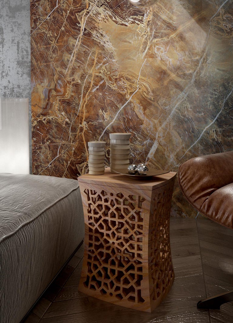 Jour Geometric Jali Side Table in Rainbow Stone by Paul Mathieu For ...