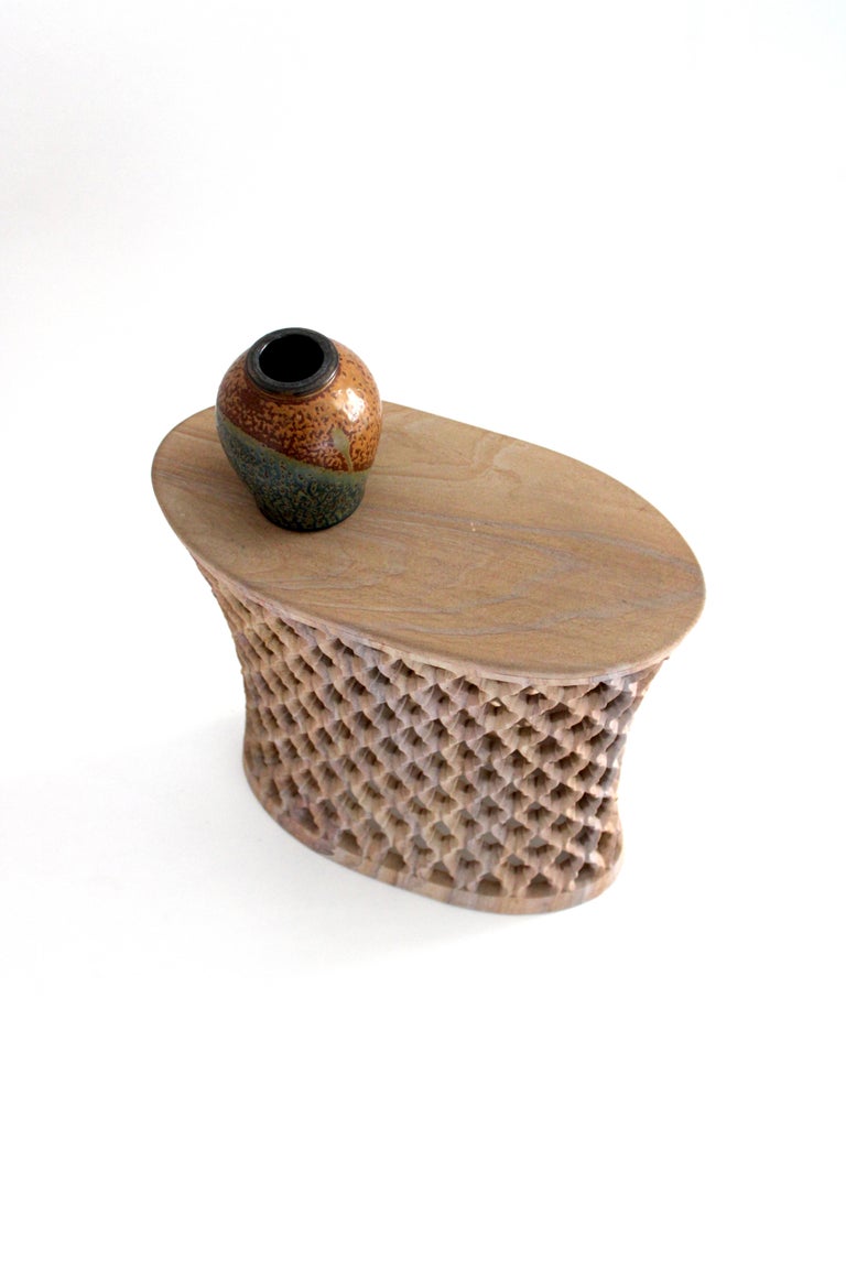 Jour Jali Oval Table in Rainbow Teak-wood Handcrafted in India by Paul ...