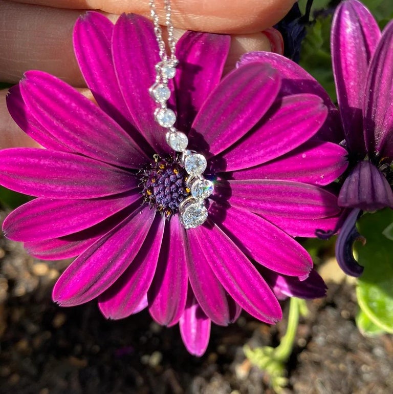 Journey Diamond Pendant Channel Set 14 Karat White Gold For Sale at 1stDibs