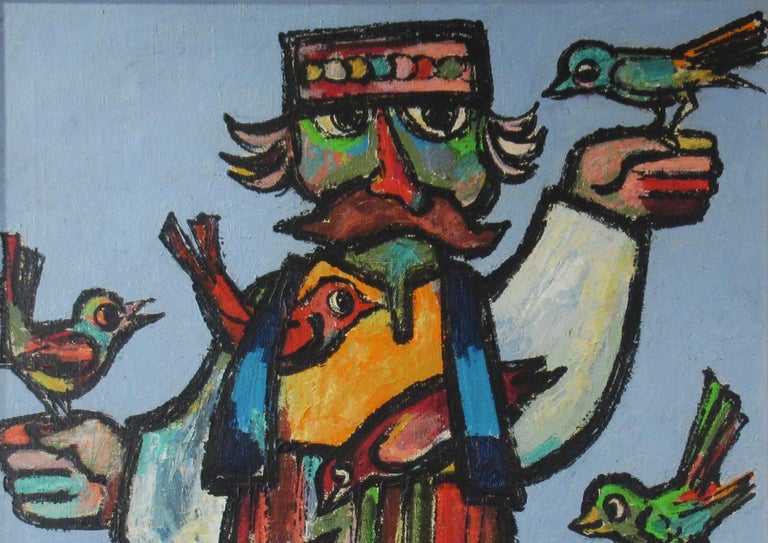Jovan Obican - Man Dancing with Birds For Sale at 1stDibs