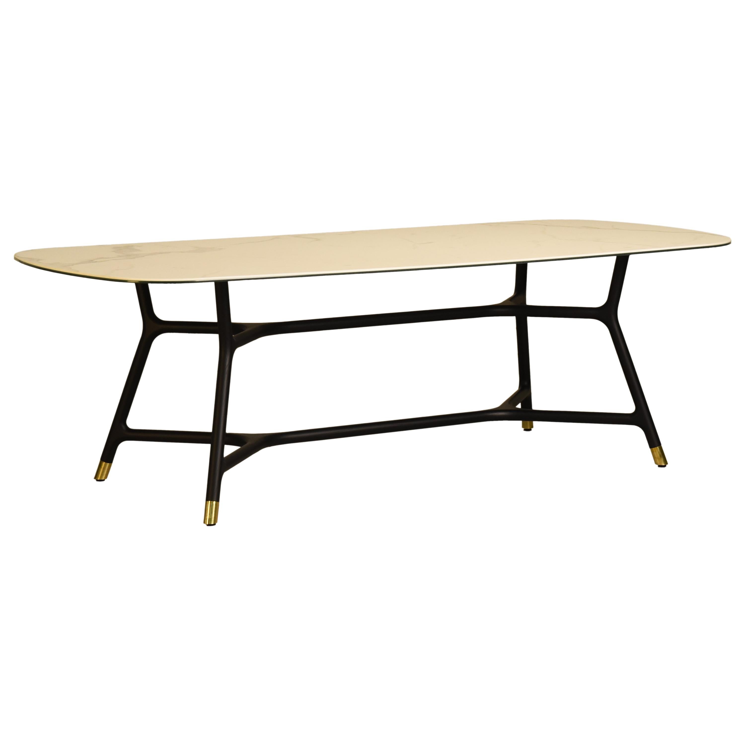 Trident, contemporary table made of ash wood with triangular top, by ...