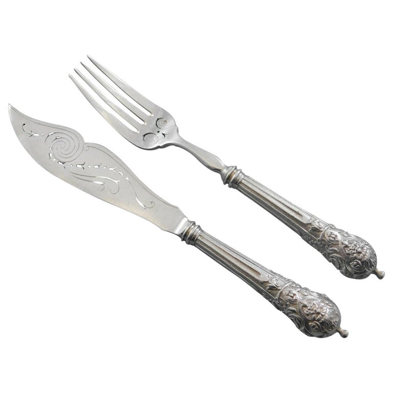 JP Caron French Sterling Silver Flatware Service Fish Set Figural ...