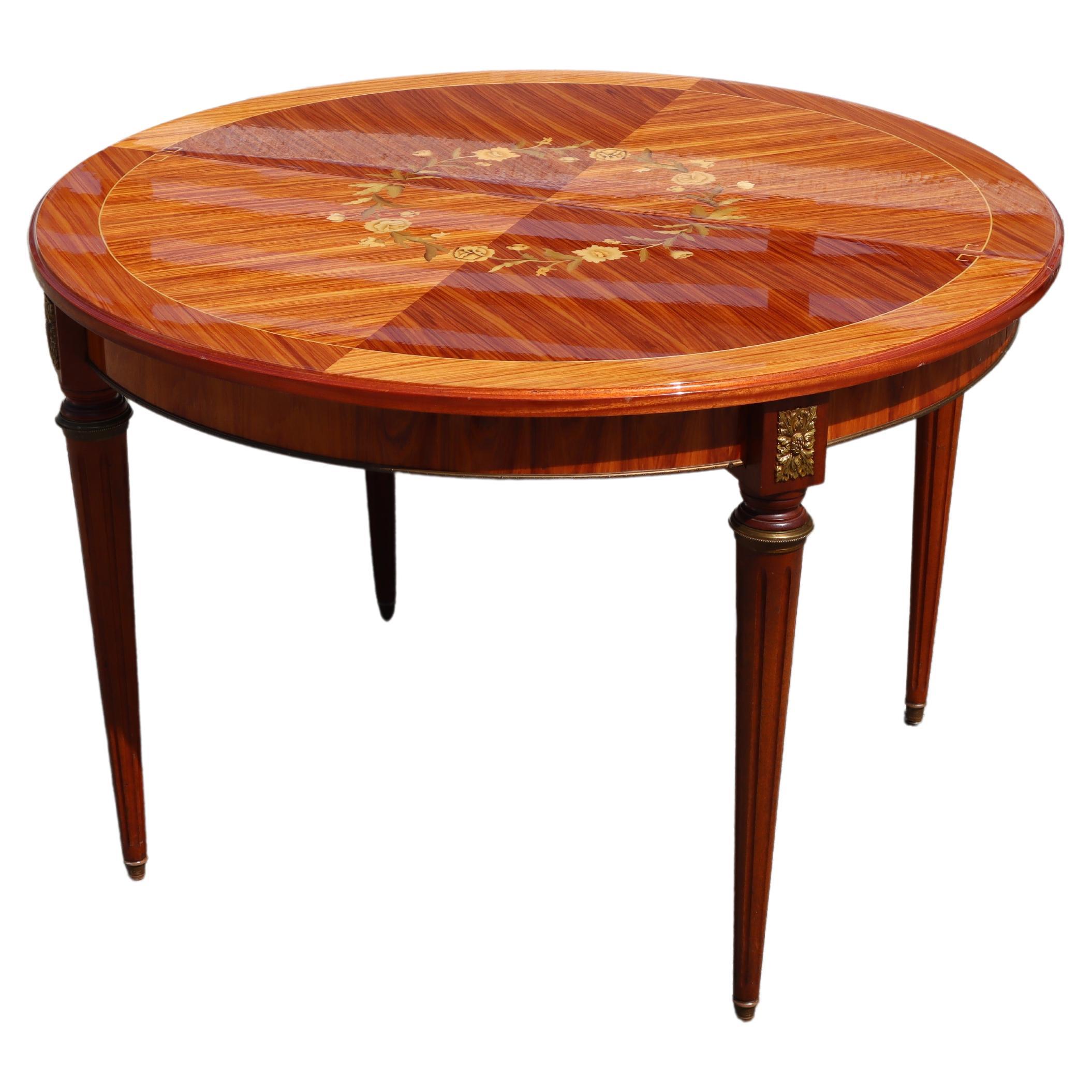 Vintage French Mahogany Table, Duncan Phyfe Style, Inlaid oval Dining ...
