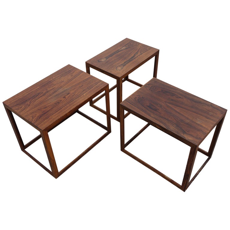Jørgen Bækmark Cube Nesting Tables in Rosewood For Sale at 1stDibs