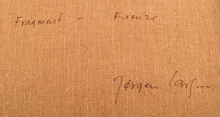 Jørgen Larsen, Denmark, Oil on Canvas, "Fragment-Florence", 1960s For ...