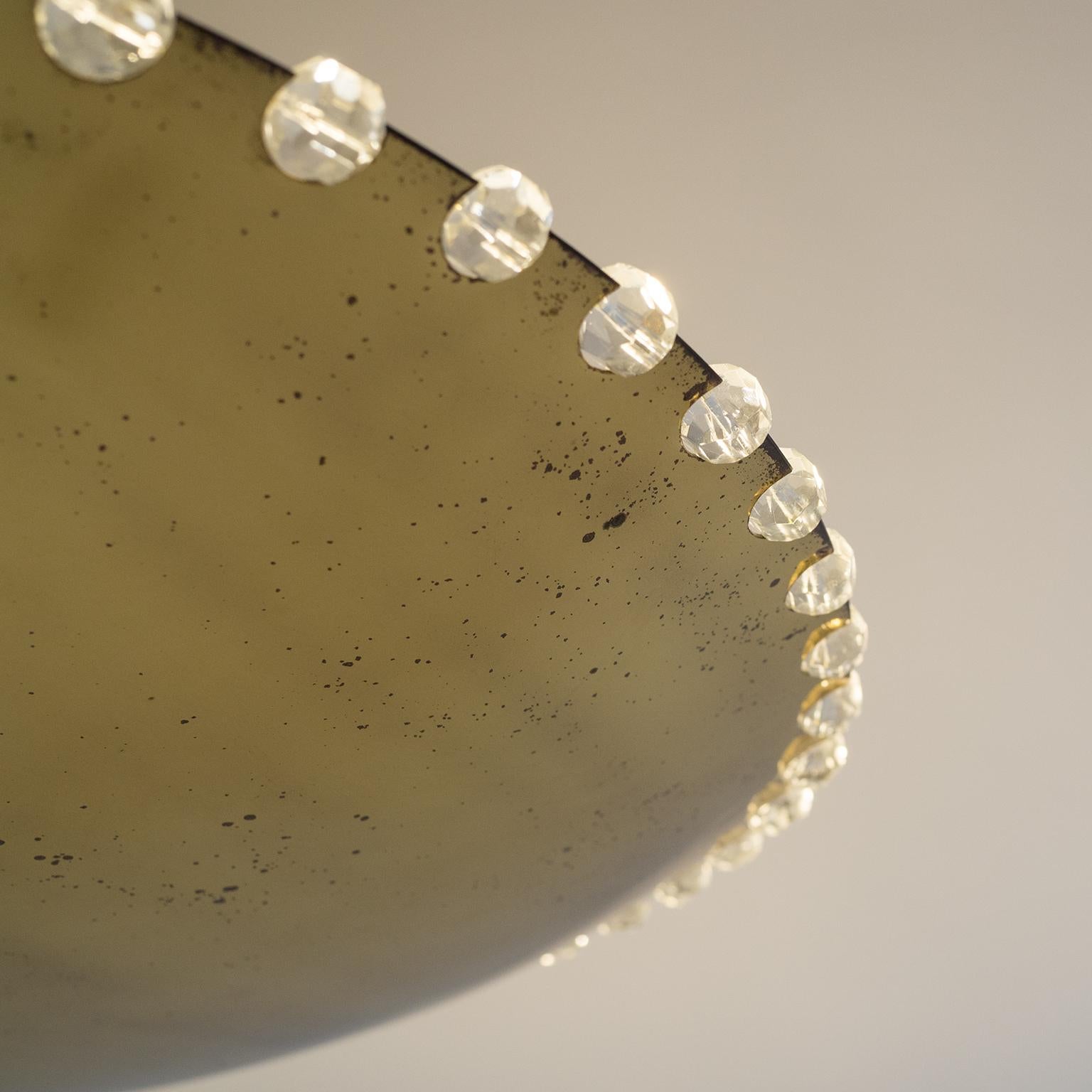 J.T. Kalmar Brass and Crystal Uplight Chandelier, circa 1950 at 1stDibs