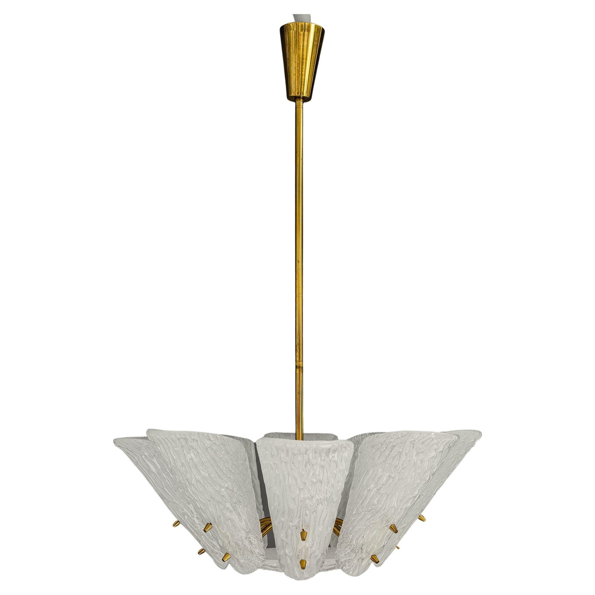 Two Kalmar Lamps with Textured Glass, Vienna, 1950s For Sale at 1stDibs