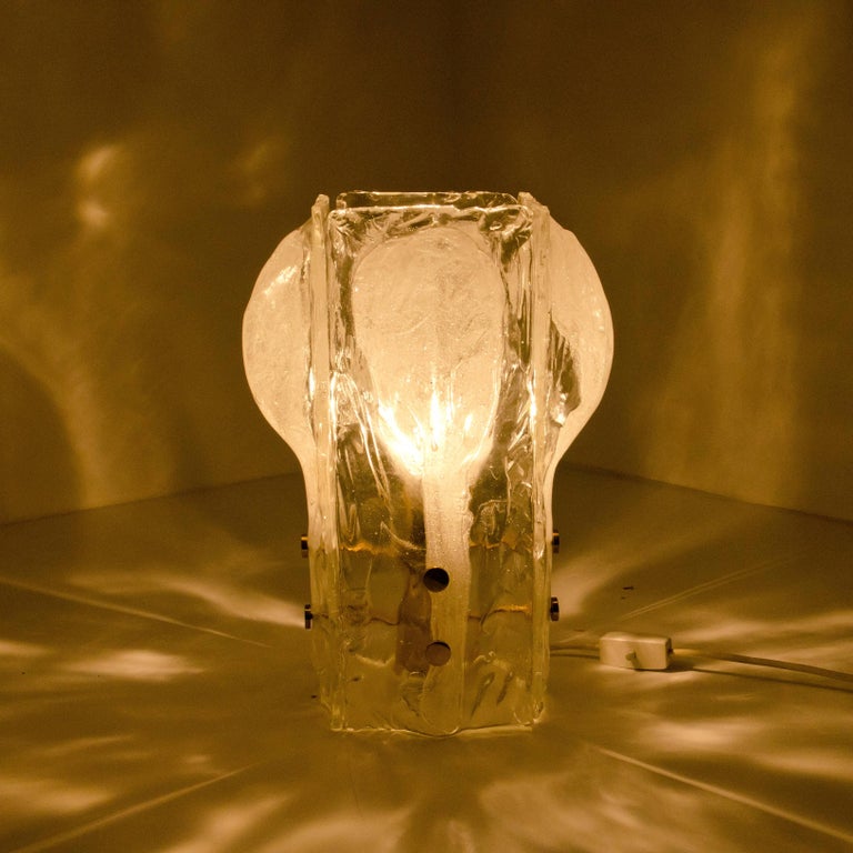 J.T. Kalmar Four-Petal Icicle Flower, Melting Glass Table Lamp For Sale ...